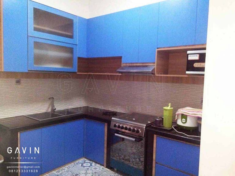 Contoh Kitchen Set HPL Biru Project Di Kreo Tangerang | Kitchen Set Jakarta
